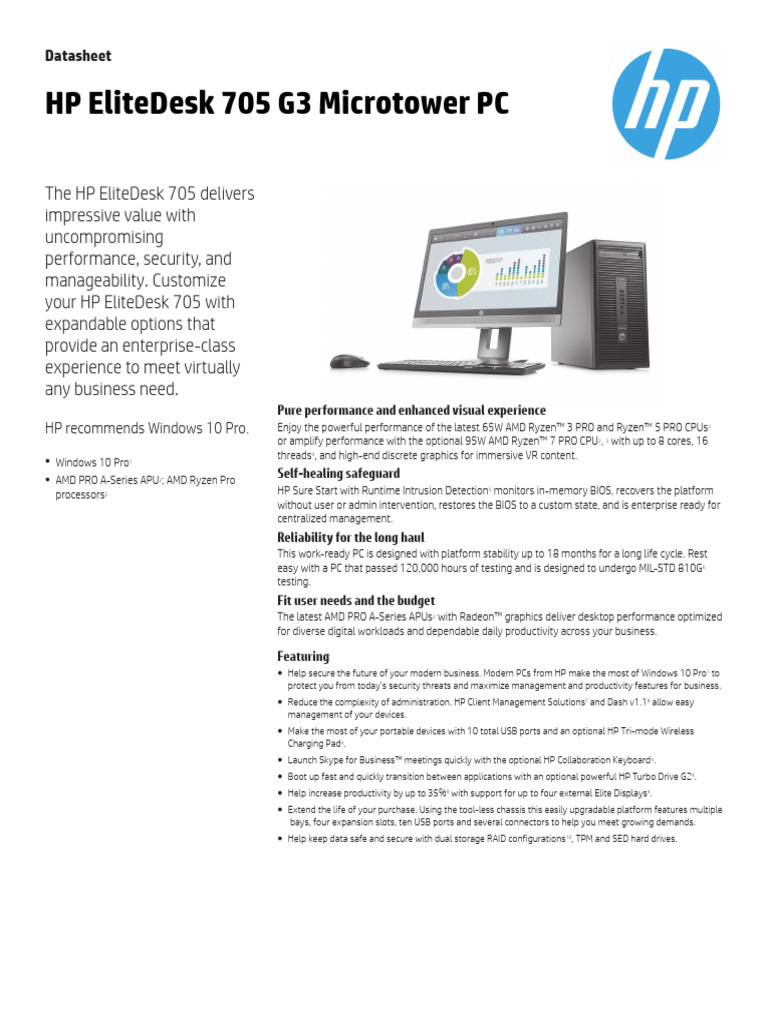 Mqnual Book HP Elitedesk SFF 705 G3 | PDF