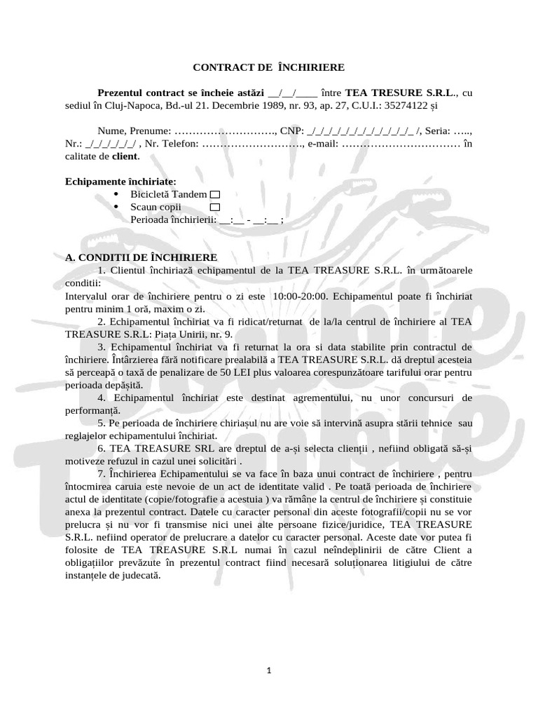 Contract Inchiriat Model | PDF