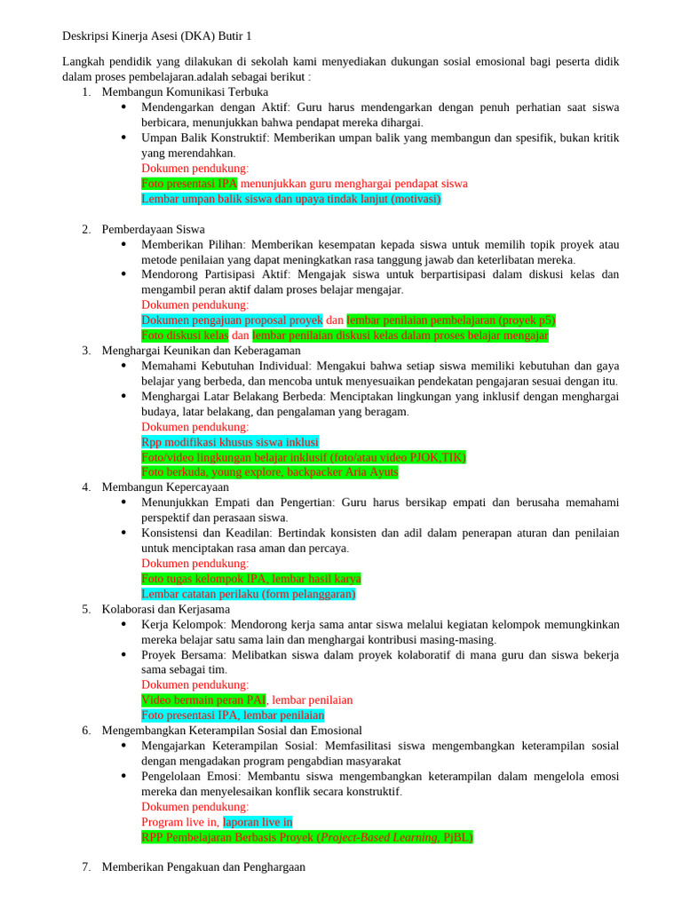 Dokumen Deskripsi Kinerja Asesi | PDF