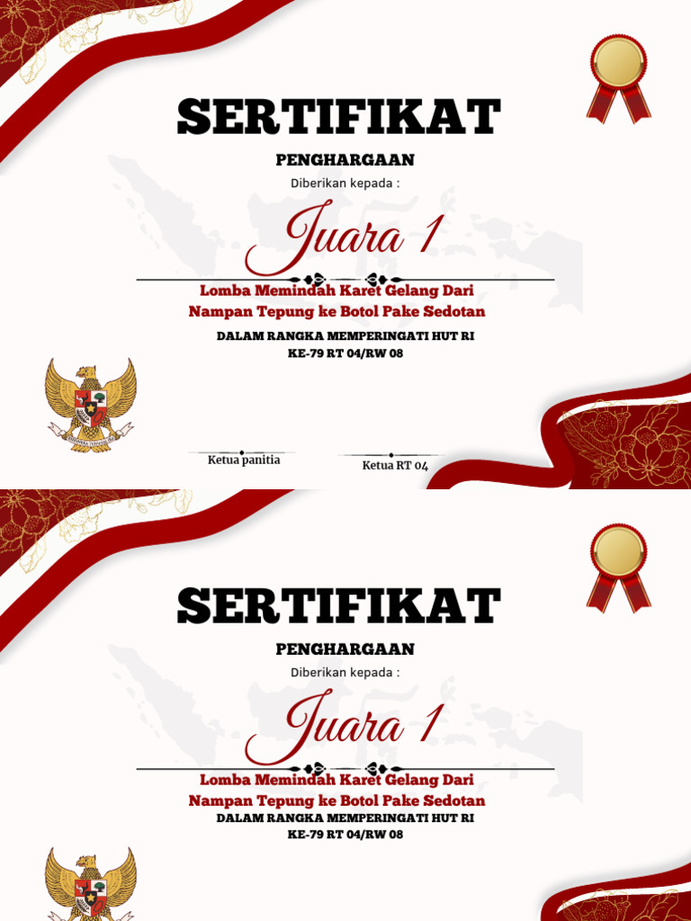 Sertifikat Juara Lomba Agustusan | PDF