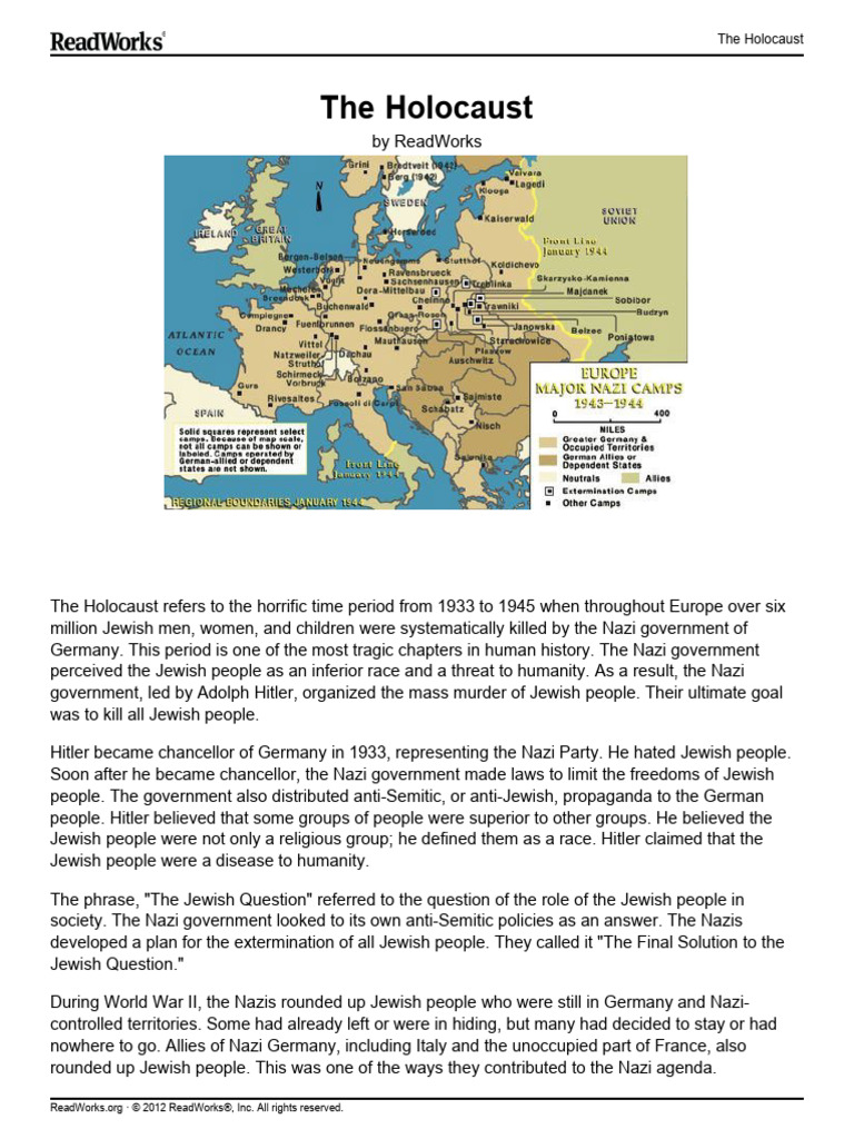 The Holocaust Reading Selection-1 PDF | PDF