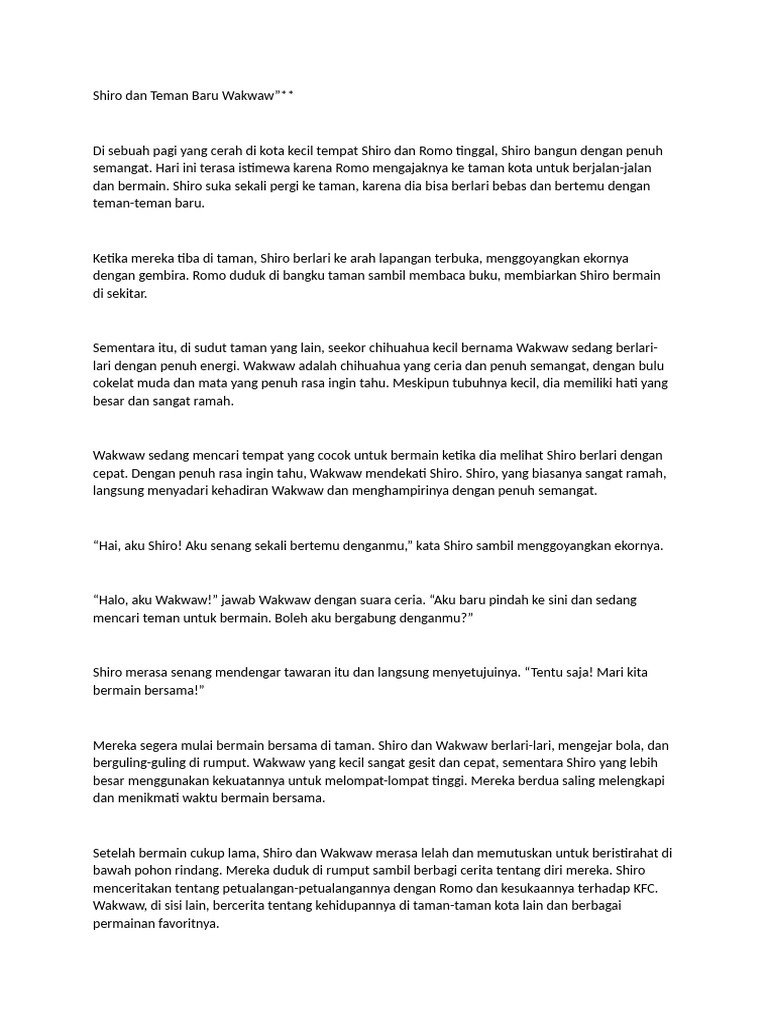 Shiro Dan Teman Baru Wakwaw | PDF
