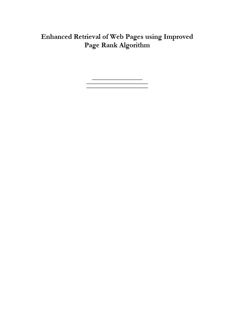 Enhanced Retrieval of Web Pages Using Improved Page Rank Algorithm | PDF | Information Retrieval ...