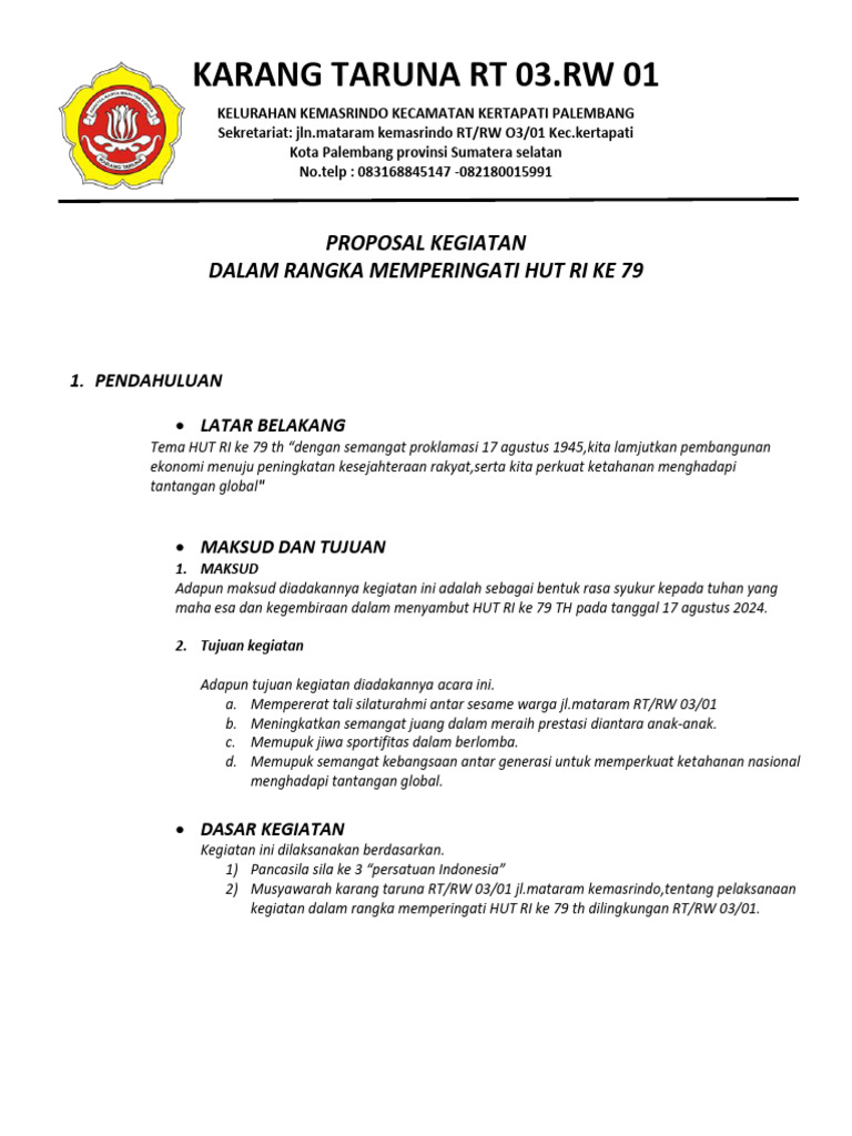 Karang Taruna RT 03 | PDF