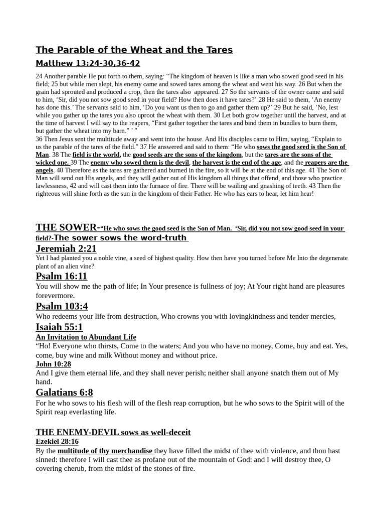 The Parable of The Wheat and The Tares | PDF