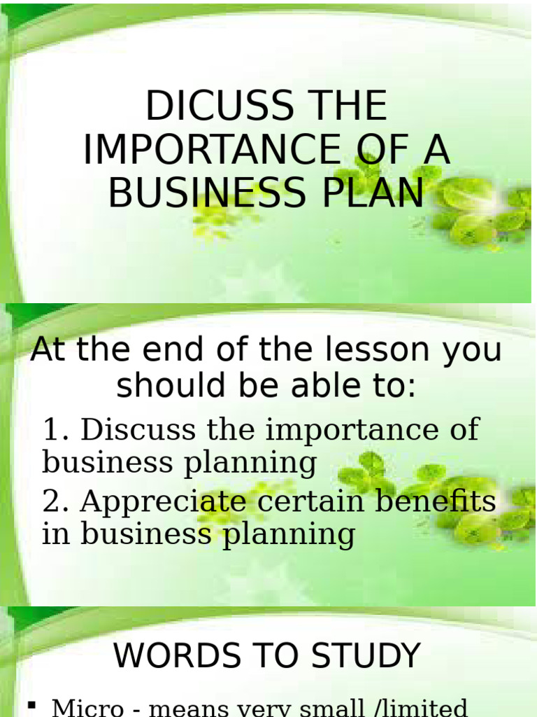 Dicuss The Importance of A Business Plan | PDF