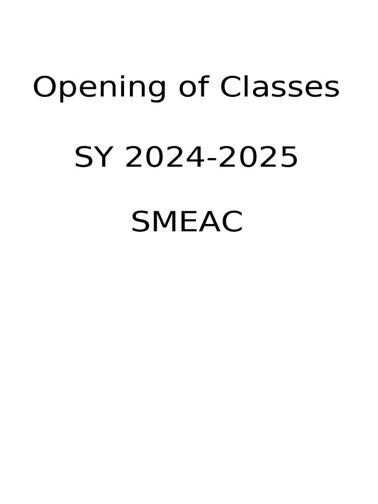 SMEAC-Opening of Classes - 2024 | PDF