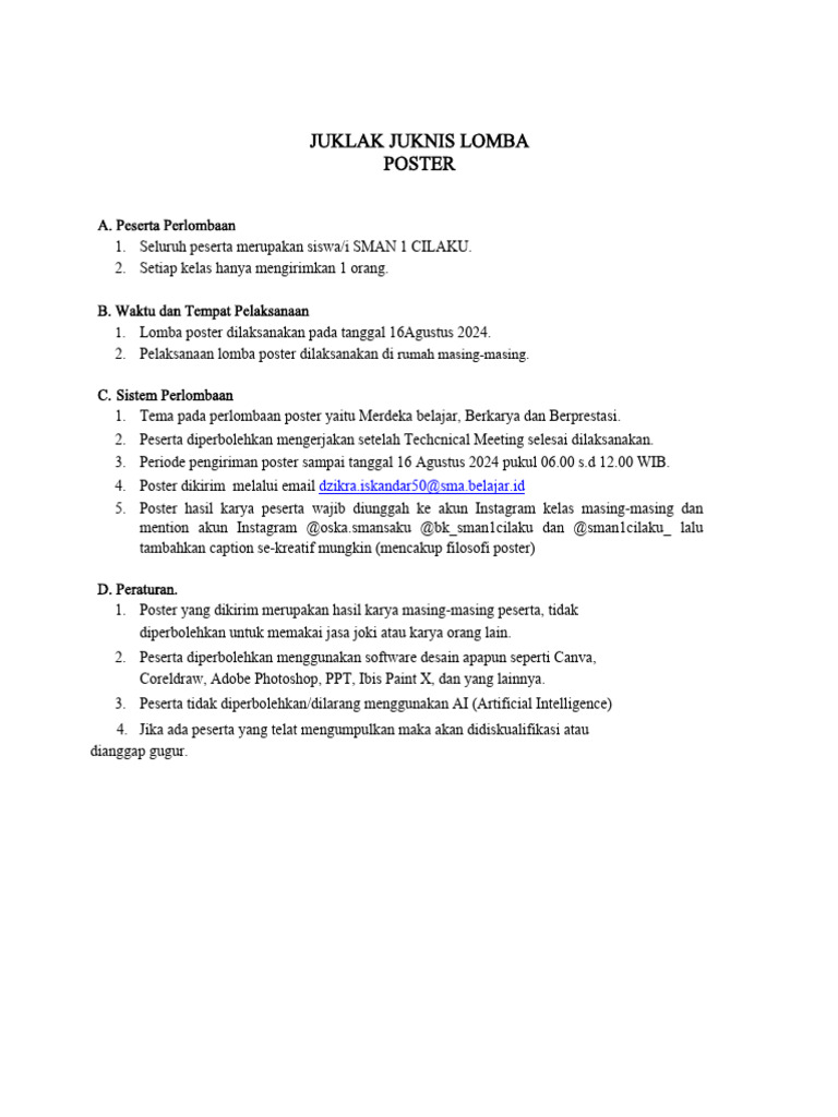 Juklak Juknis Lomba Poster | PDF