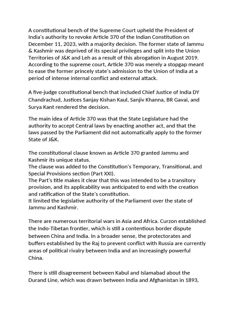 A Constitutional Bench of The Supreme Court Upheld The President of ...