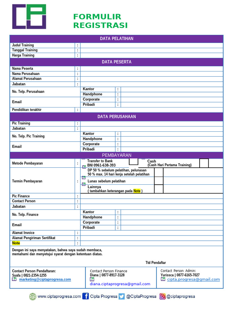 Formulir Registrasi CPU | PDF