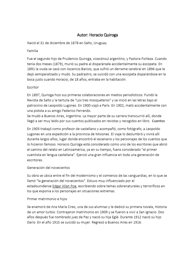 Cuentos Horacio Quiroga | PDF