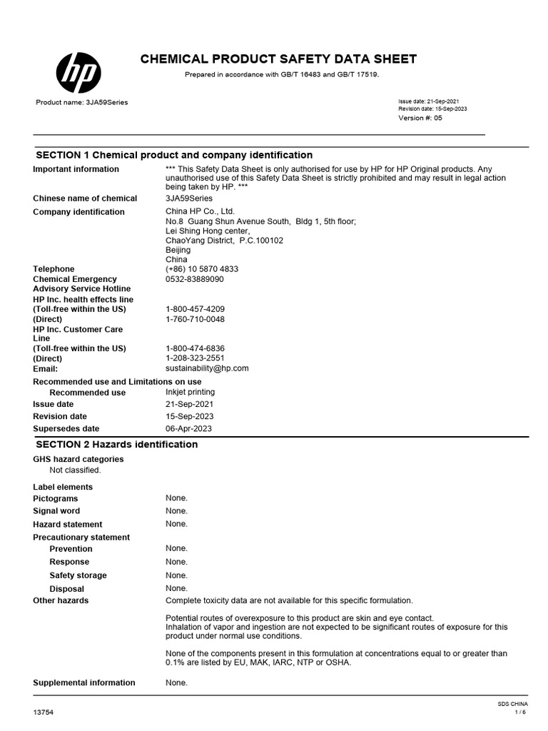 Chemical Product Safety Data Sheet | PDF | Dangerous Goods | Toxicity