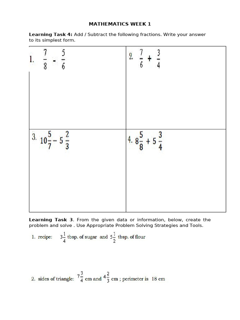 Q1 - Mathematics Week 1 | PDF