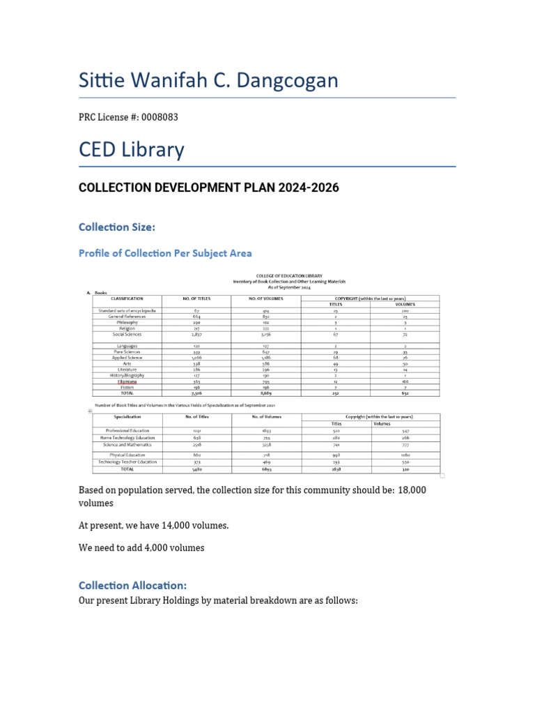 Collection Plan Template | PDF