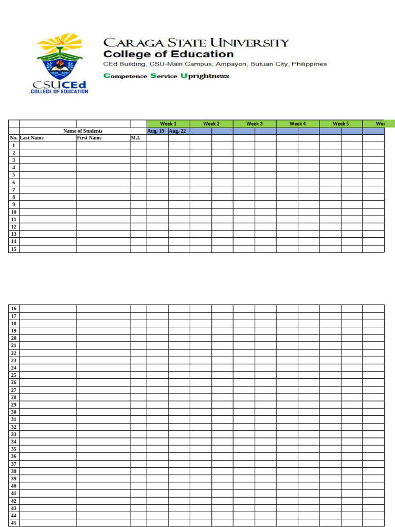 Attendance Sheet 1st Sem A.Y. 2024 25 | PDF