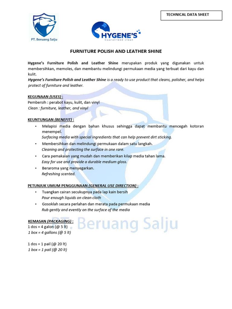 Furniture Polish & Leather Shine | PDF