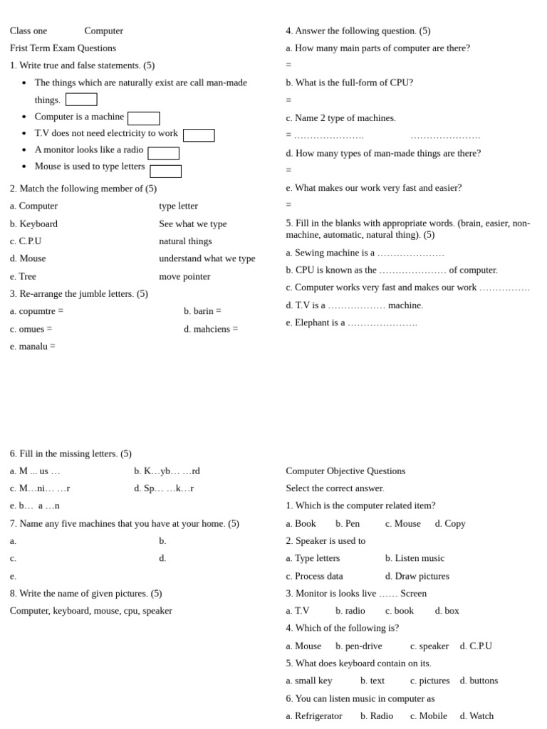 Computer Class 1 | PDF