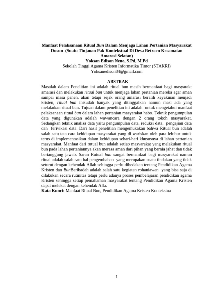 Jurnal Yoksan Neno | PDF