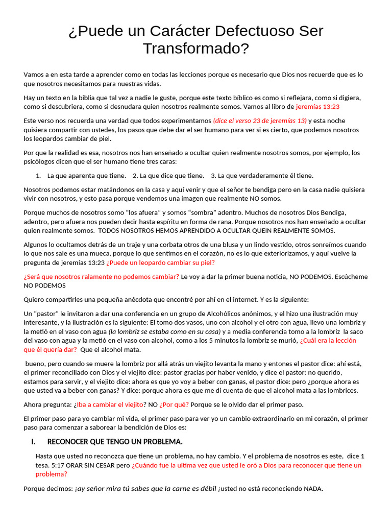Puede Un Carácter Defectuoso Ser Transformado | PDF