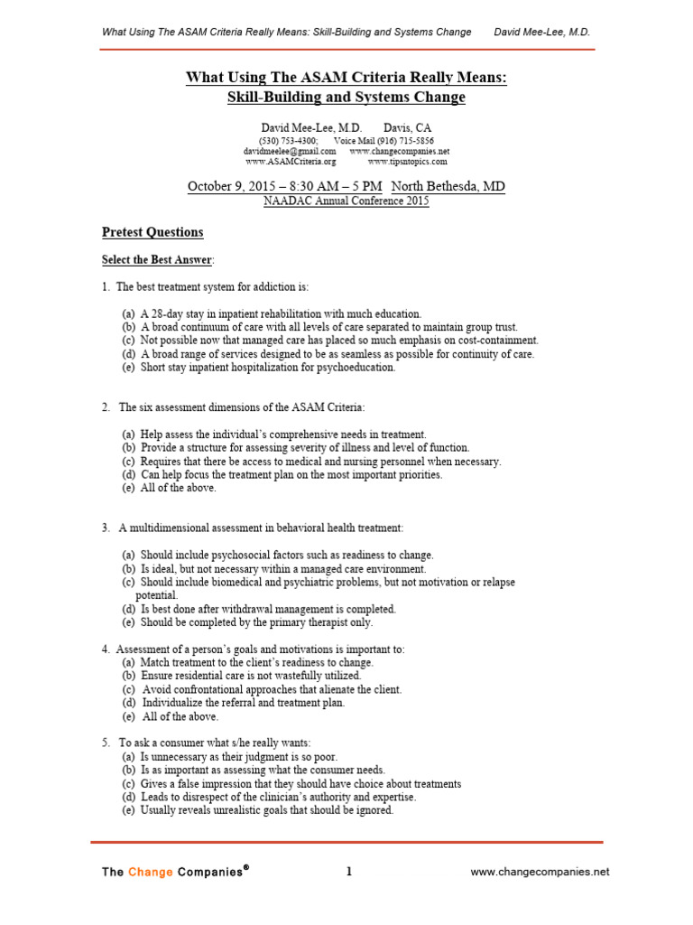 ASAM Criteria | PDF