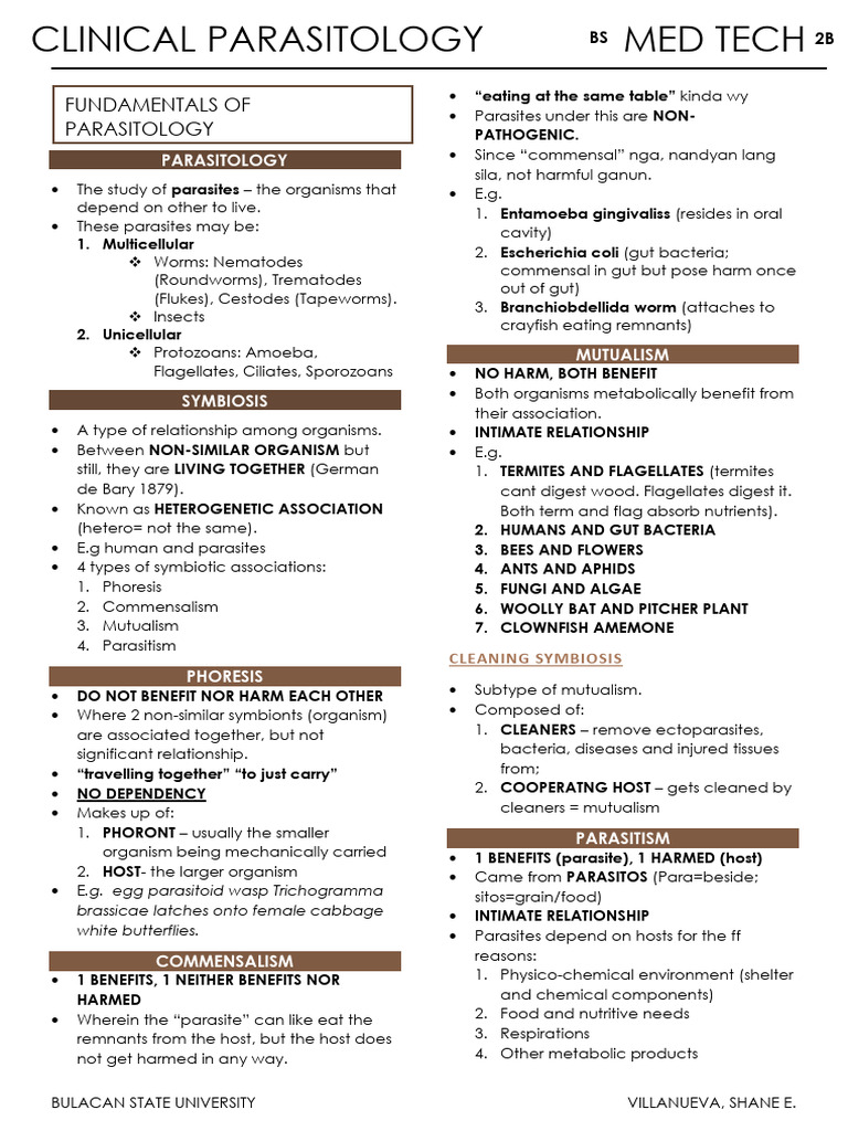I LEC1 - Fundamentals of Parasitology | PDF