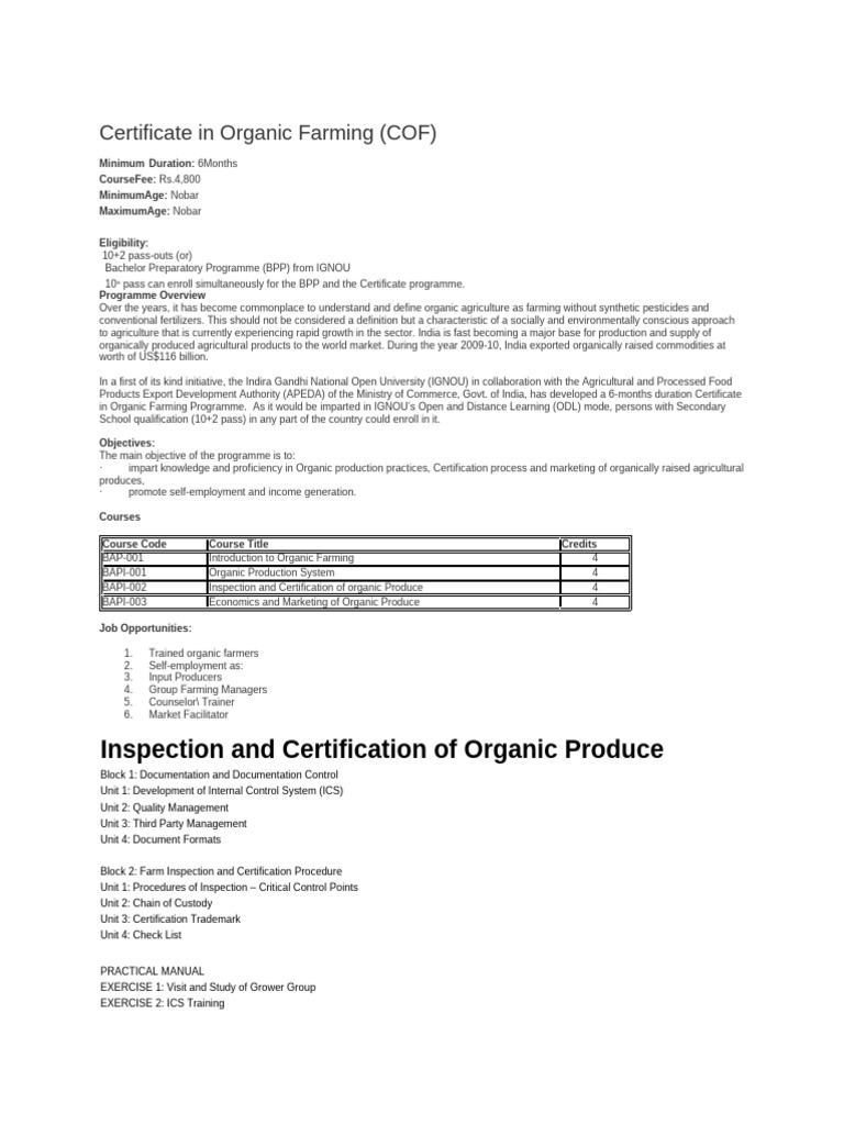 Organic Farming Certification | PDF
