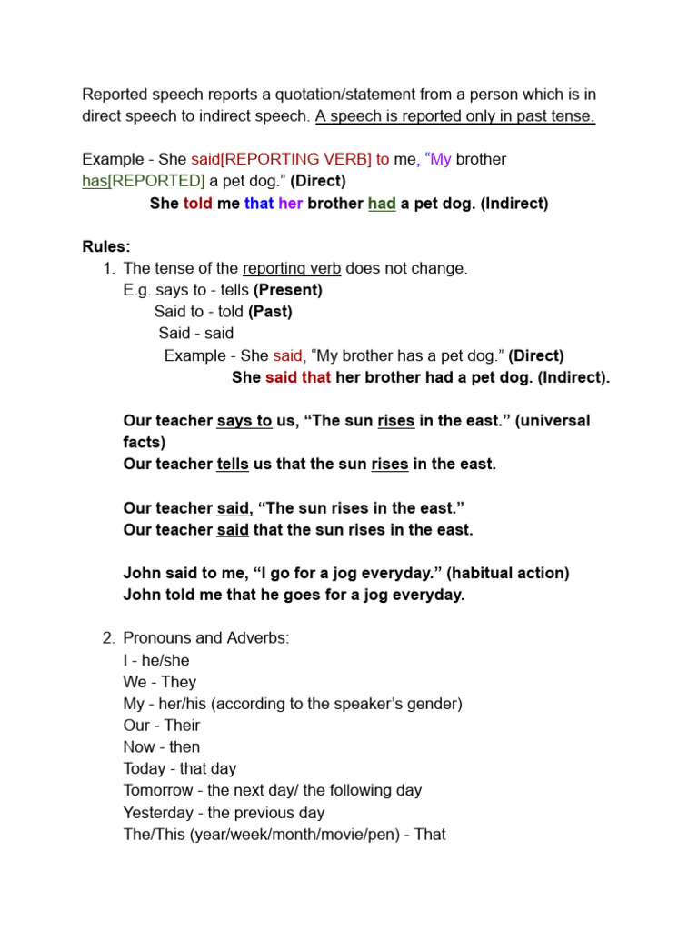 Reported Speech | PDF