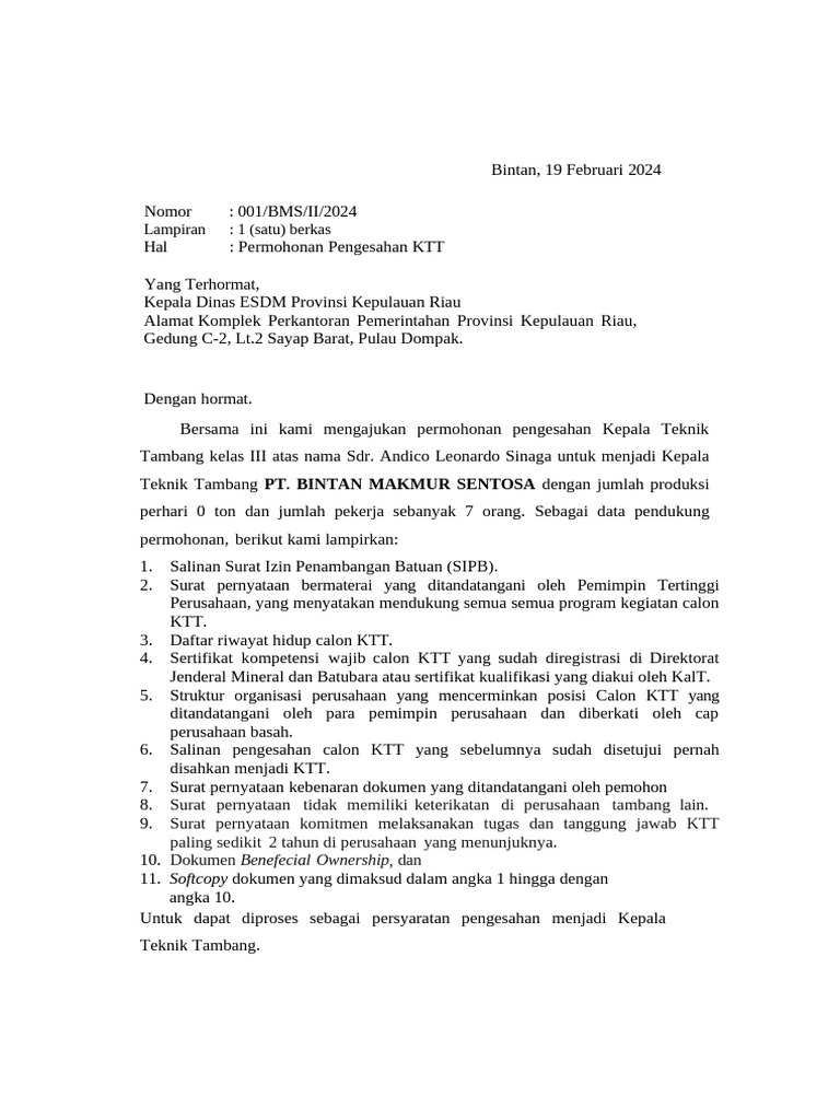 Permohonan KTT 1 | PDF