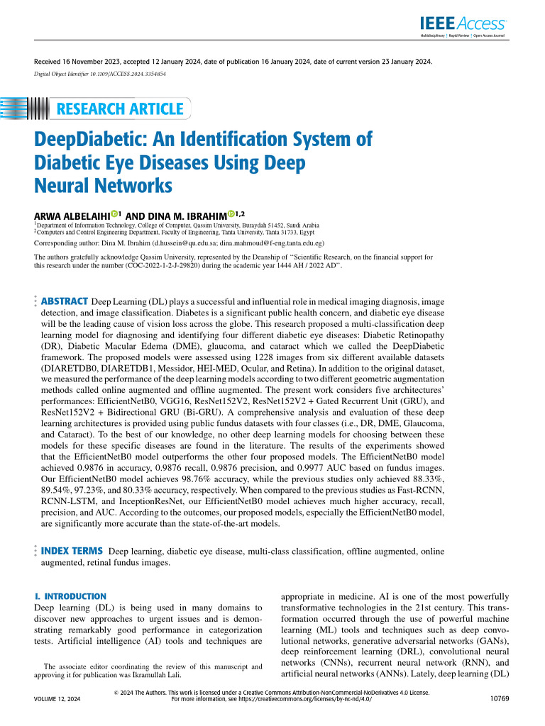 Deepdiabetic An Identification System Of Diabetic Eye Diseases Using