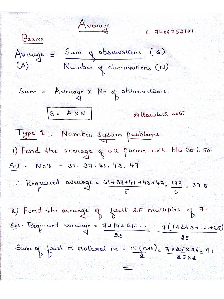 Averages by Harshith | PDF