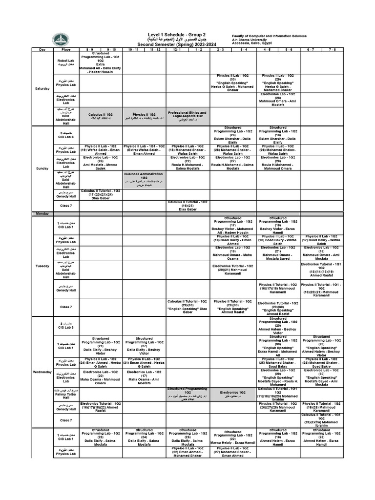 (V2) (Spring) Lectures - Labs 2023-2024 - 1G2 | PDF