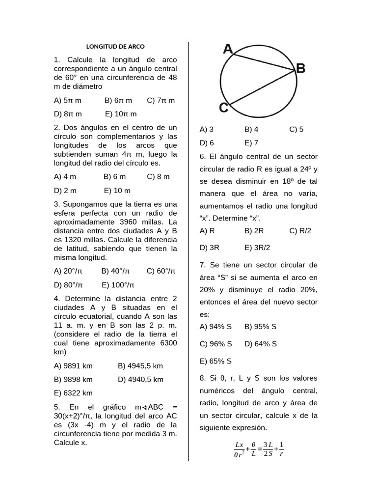 Av01 Intensivo Trigo Longitud de Arco Semestral | PDF | Curva | Pi