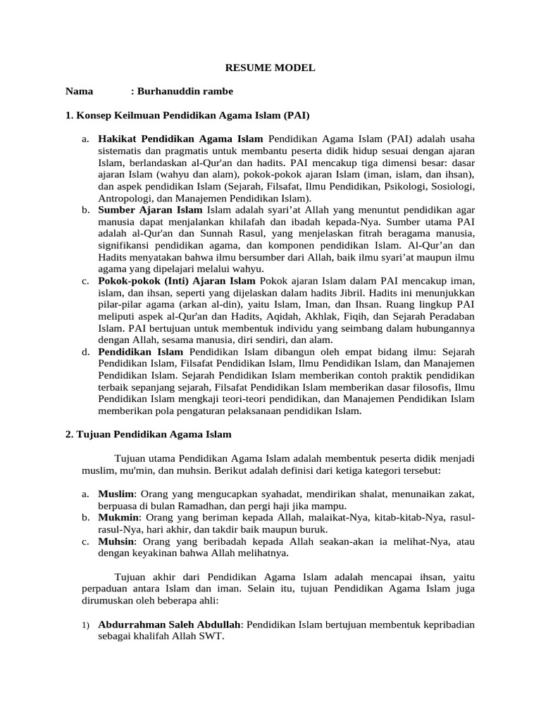 Resume Struktrur Keilmuan Pai KB 2 | PDF