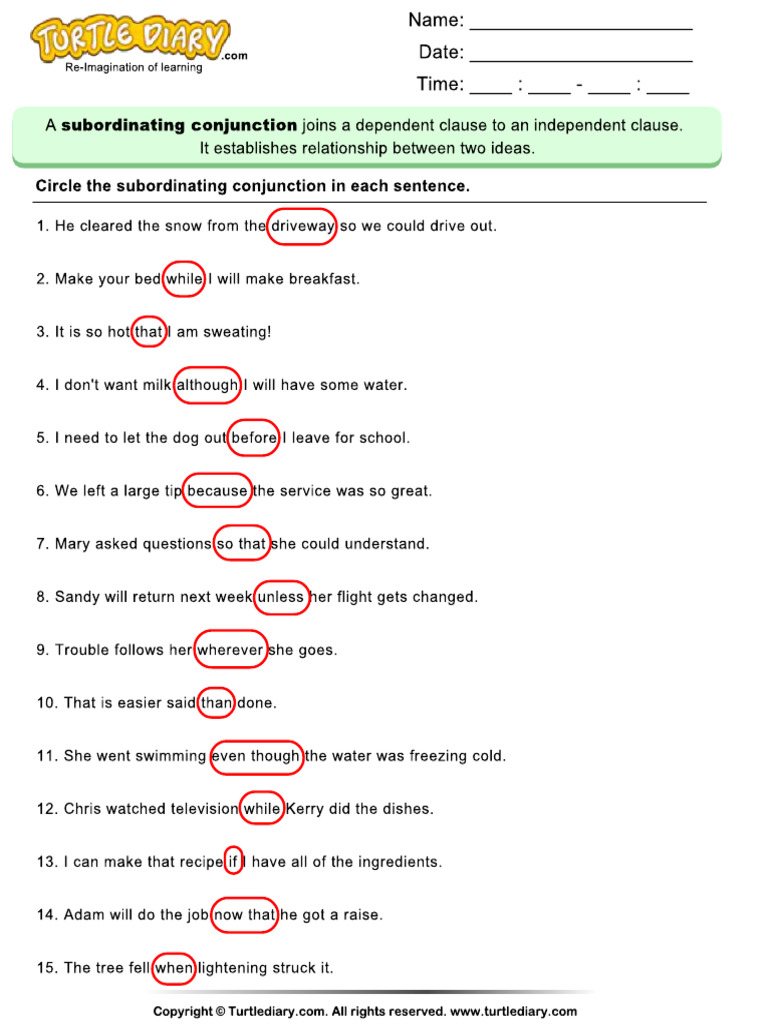 Answer Find The Subordinating Conjunction | PDF