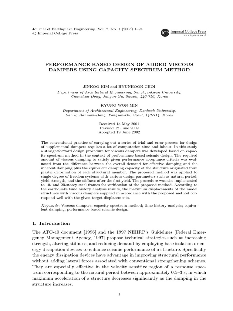 Performance Based Design of Added Viscous Dampers Using CSM | PDF