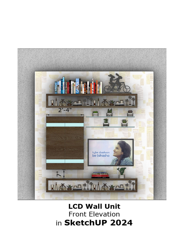 Sketchup 2024: LCD Wall Unit Front Elevation in | PDF
