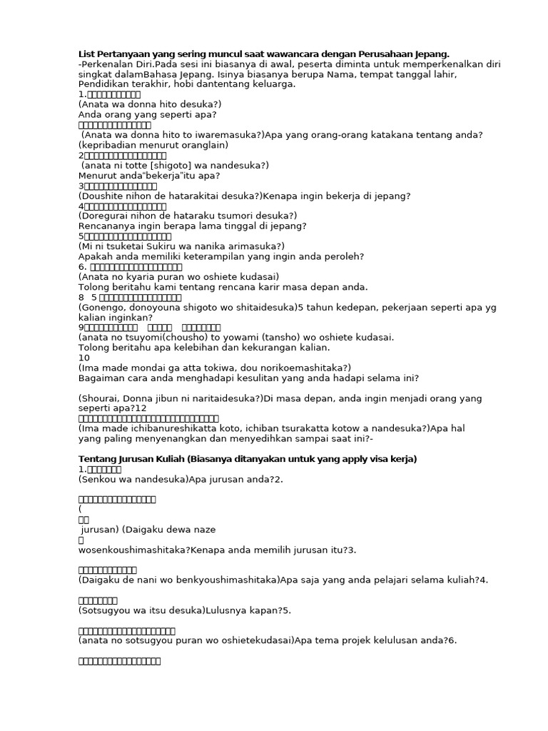 Materi Mensetsu 3 | PDF