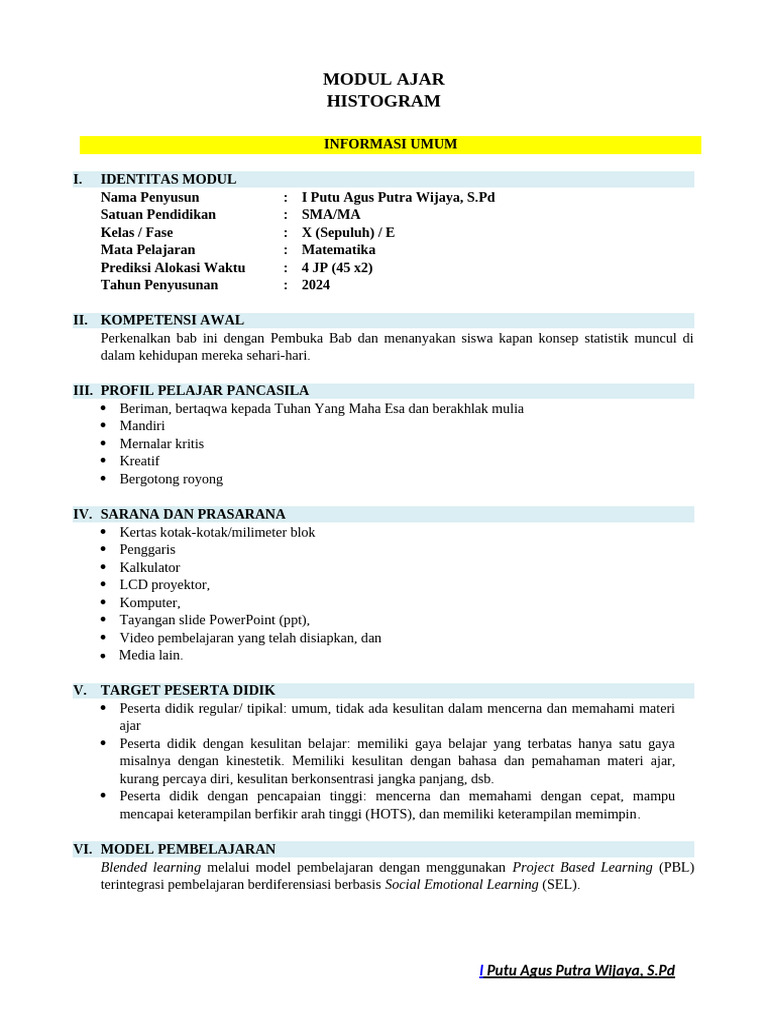 Modul Statistik Histogram | PDF