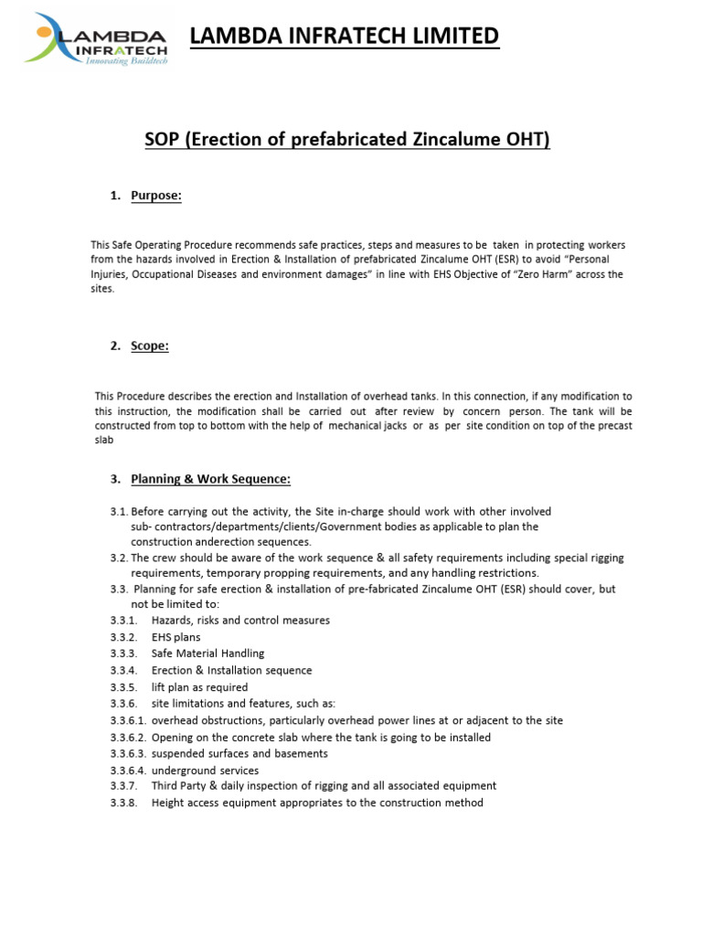 Sop - Za Tank Installation | PDF