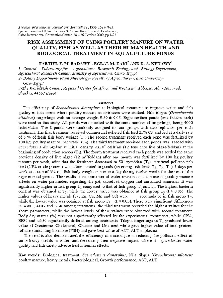 Risk assessment poultry manure | PDF