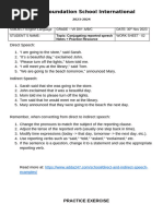 Direct Indirect Speech Worksheet Grade6 | PDF