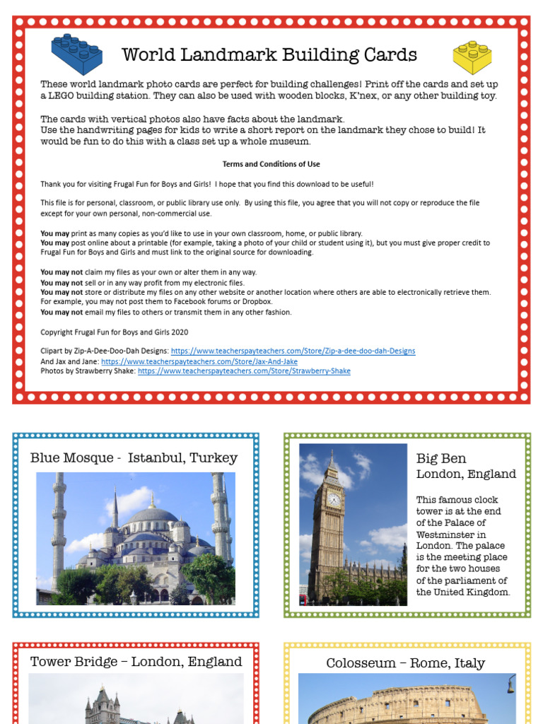 Landmark Building Cards PDF | PDF
