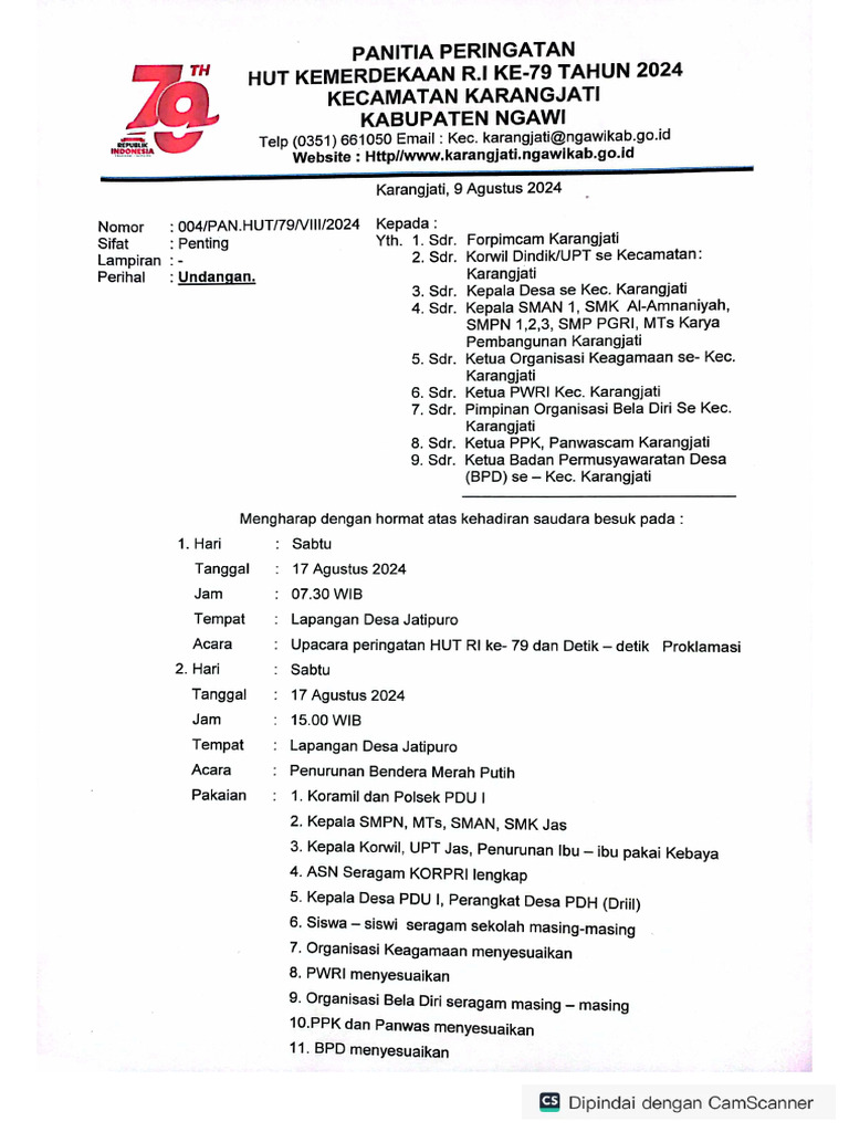 Undangan Upacara 17an | PDF