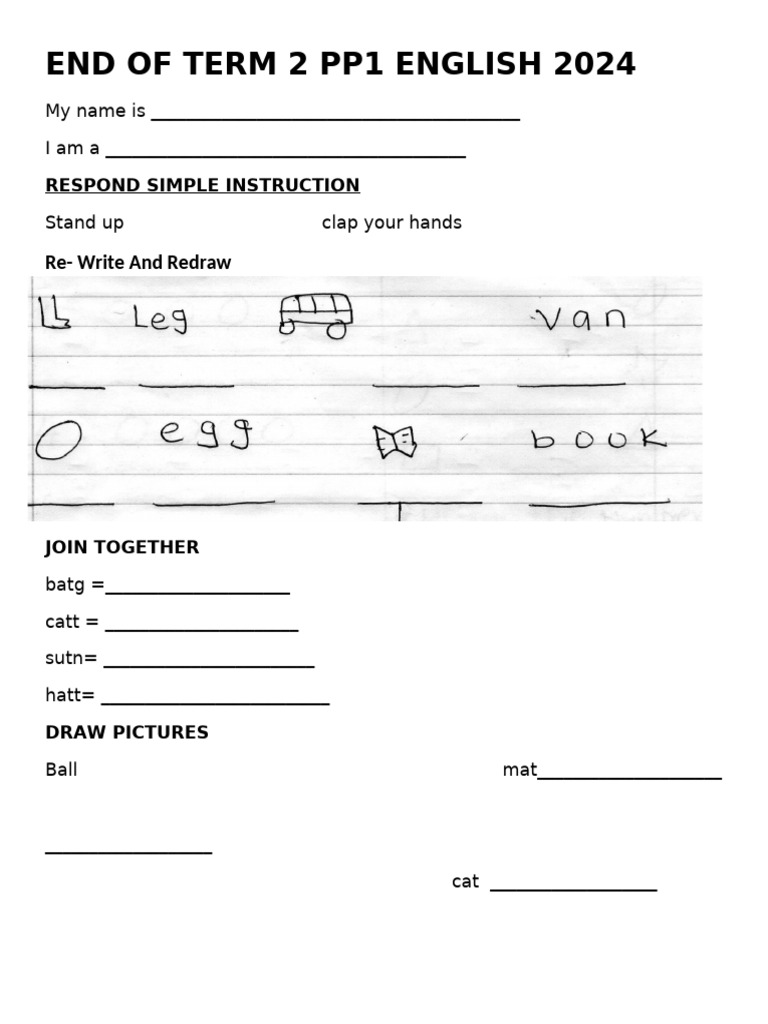 End of Term 2 Pp1 English 2024 | PDF