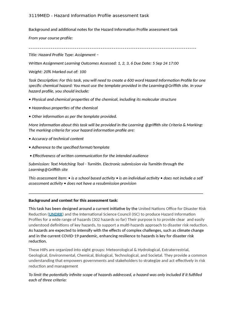 Hazard Information Profile Guidance-Template | PDF