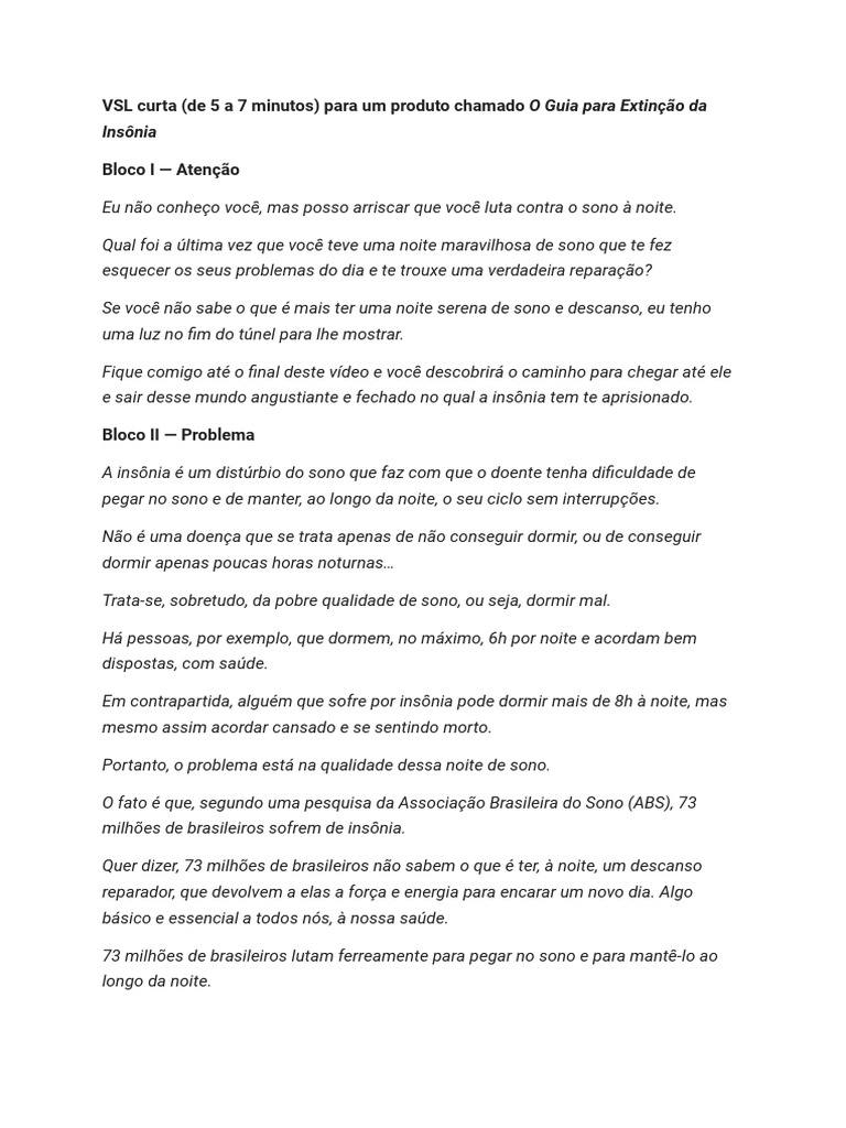 VSL Curta (De 5 A 7 Minutos) para Um Produto Chamado O Guia para ExtinÃ ...