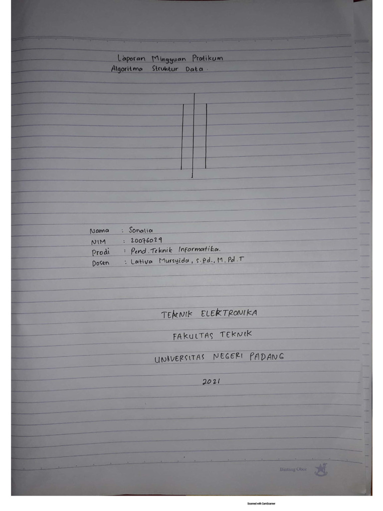 Laporan Mingguan Labsheet 1 Sonalia (20076024) | PDF