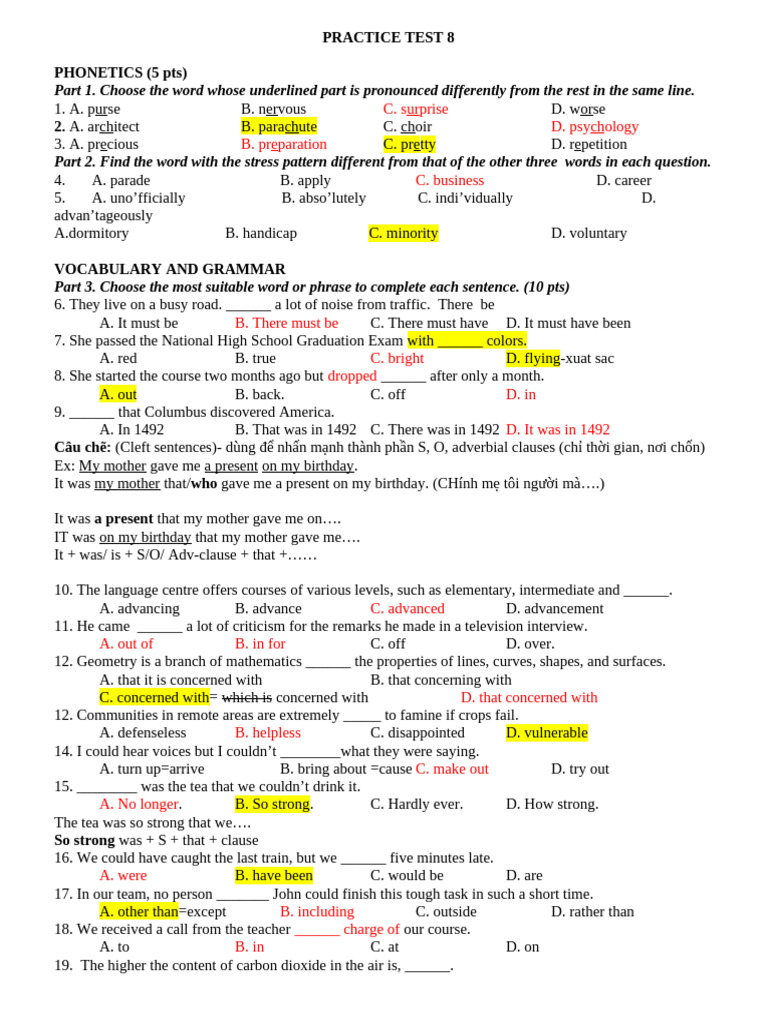 Key-Practice Test 8 | PDF