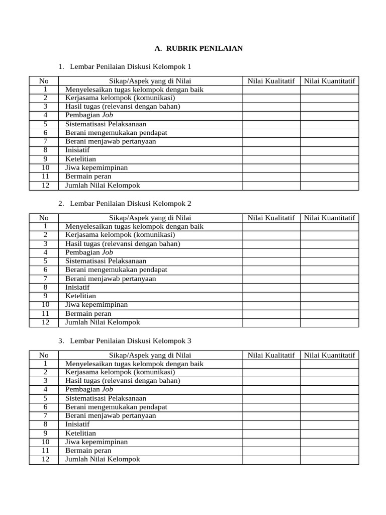 Rubrik Penilaian 2 | PDF