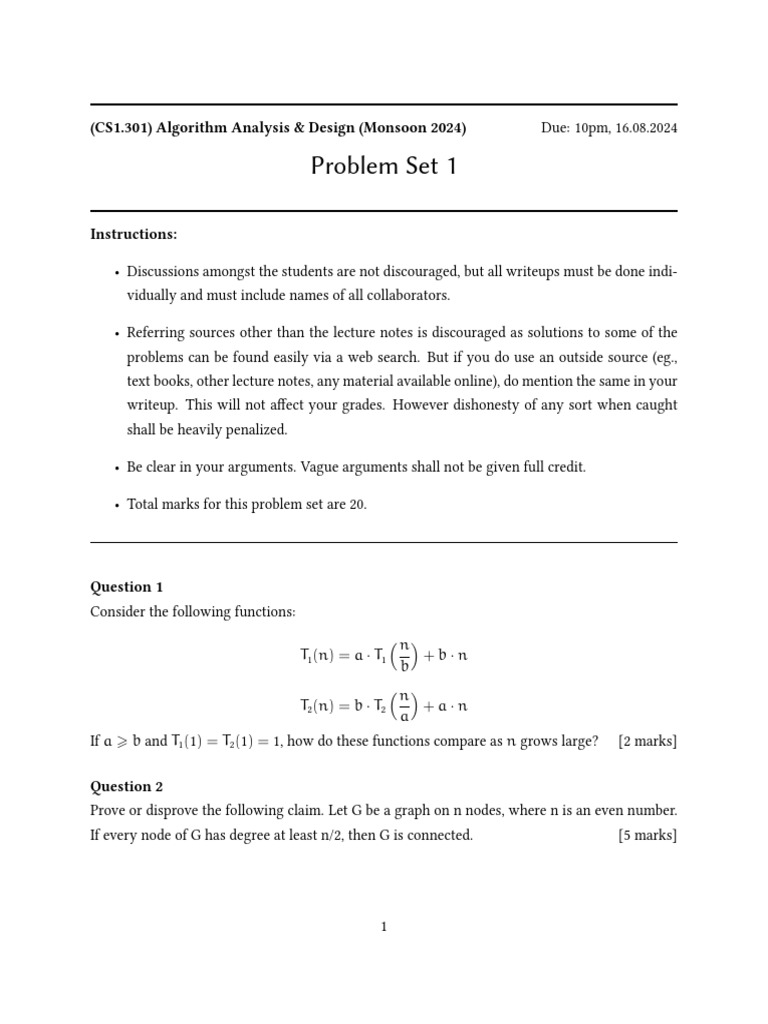 Problem Set 1 | PDF